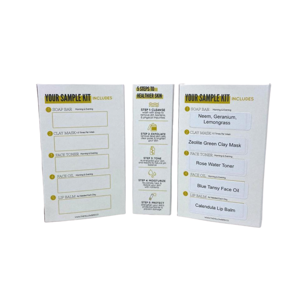 Sample Skin Care Routine Kit - 5 Steps to Healthier Skin - The Yellow Bird